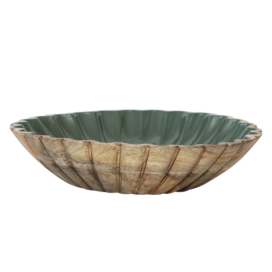 Scalloped Wood & Enamel Bowl – House In The Oak Trees